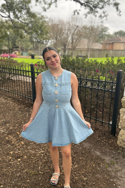 Bejeweled Denim Flare Dress – The Salted Hippie Boutique